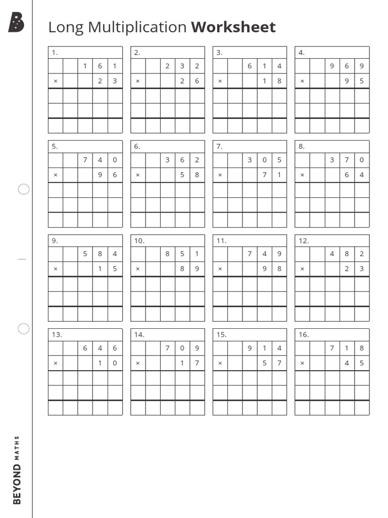 Long Multiplication Worksheet | PDF