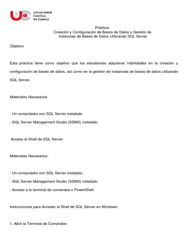 Practica Sql Server P2 Pdf Servidor Sql De Microsoft Sql