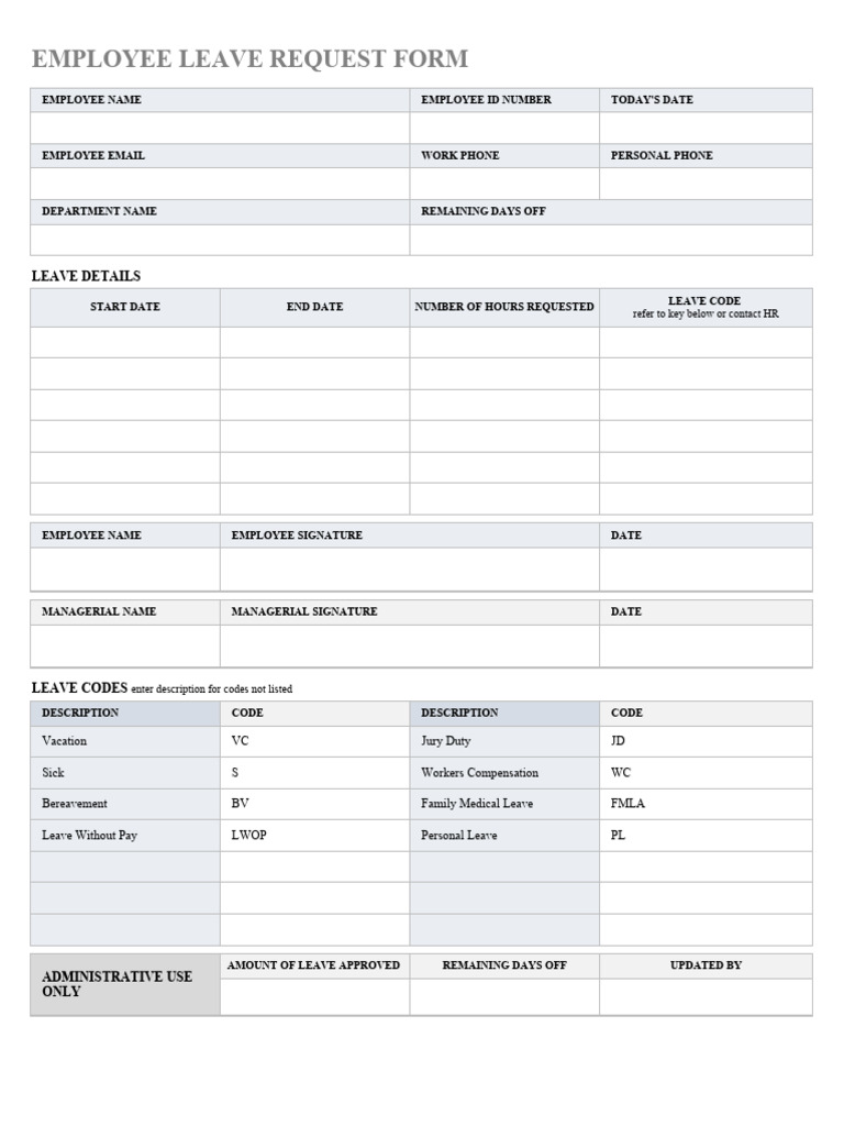 Employee Leave Request Form Template | PDF