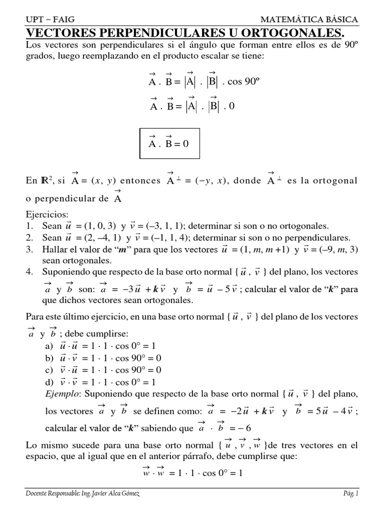 Vectores - 2 Final | PDF | Ortogonalidad | Vector Euclidiano