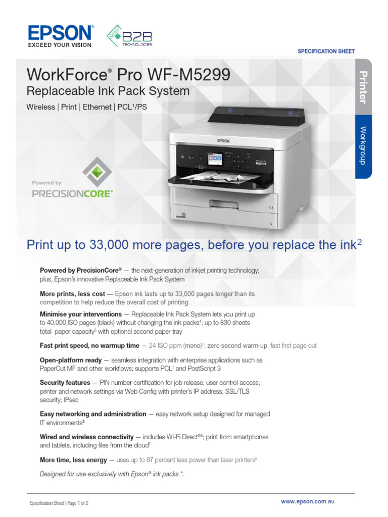 WF M5299 Brochure | PDF | Printer (Computing) | Computer Network