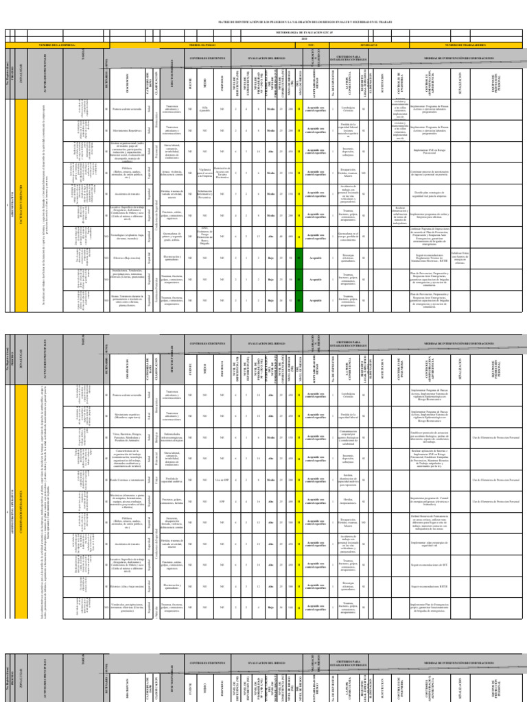 Matriz de Identificación de Peligros y Evaluación de Riesgos | PDF