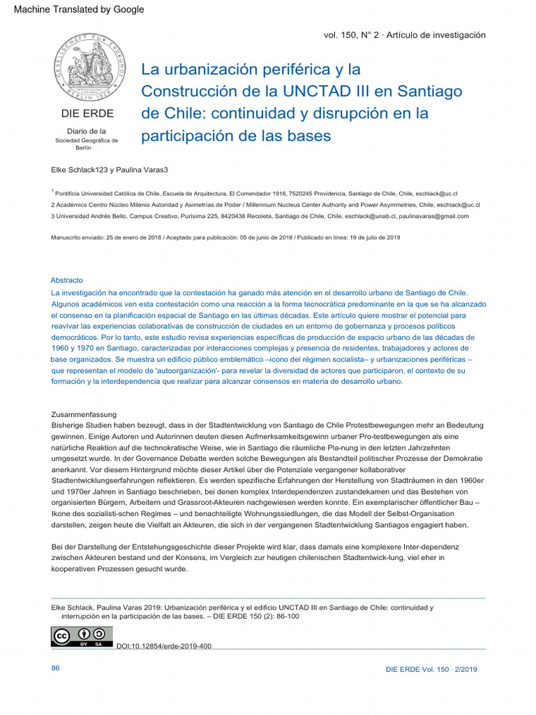 2019 Urbanización Periférica y El Edificio UNCTAD III en Santiago ...