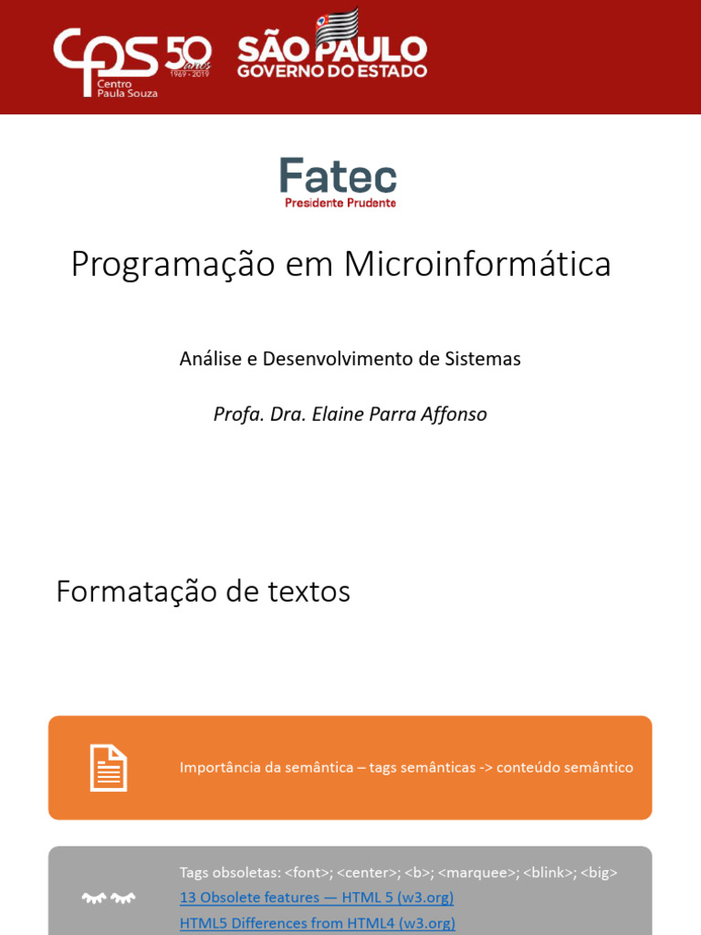 Aula4_Formatação de textos | PDF | Html | Elemento HTML