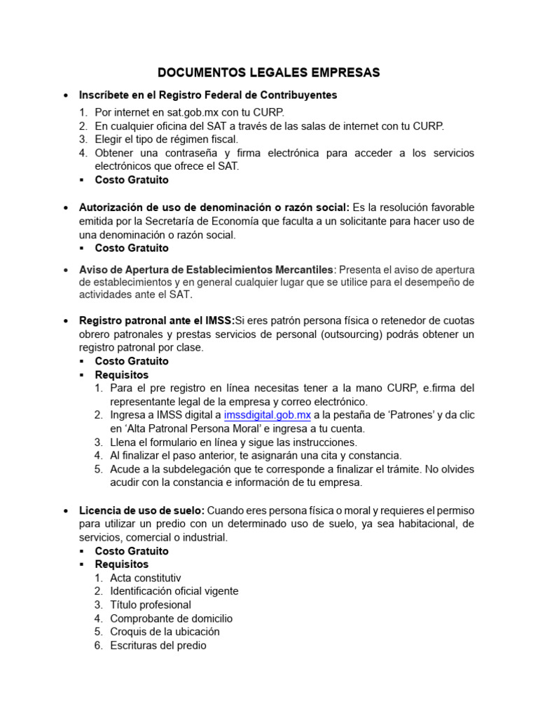 Documentos Legales Empresas | PDF | Documento de identidad