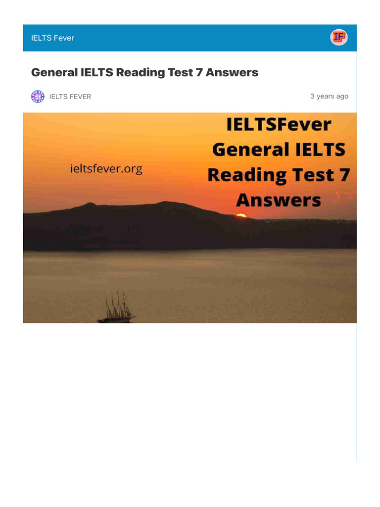 General IELTS Reading Test 7 Answers - IELTS Fever | Download Free PDF ...