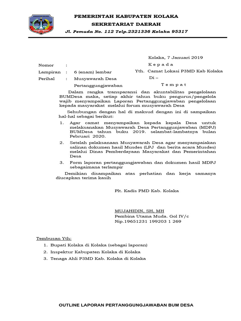 Surat MDPJ Bumdesa | PDF | Griya & Taman