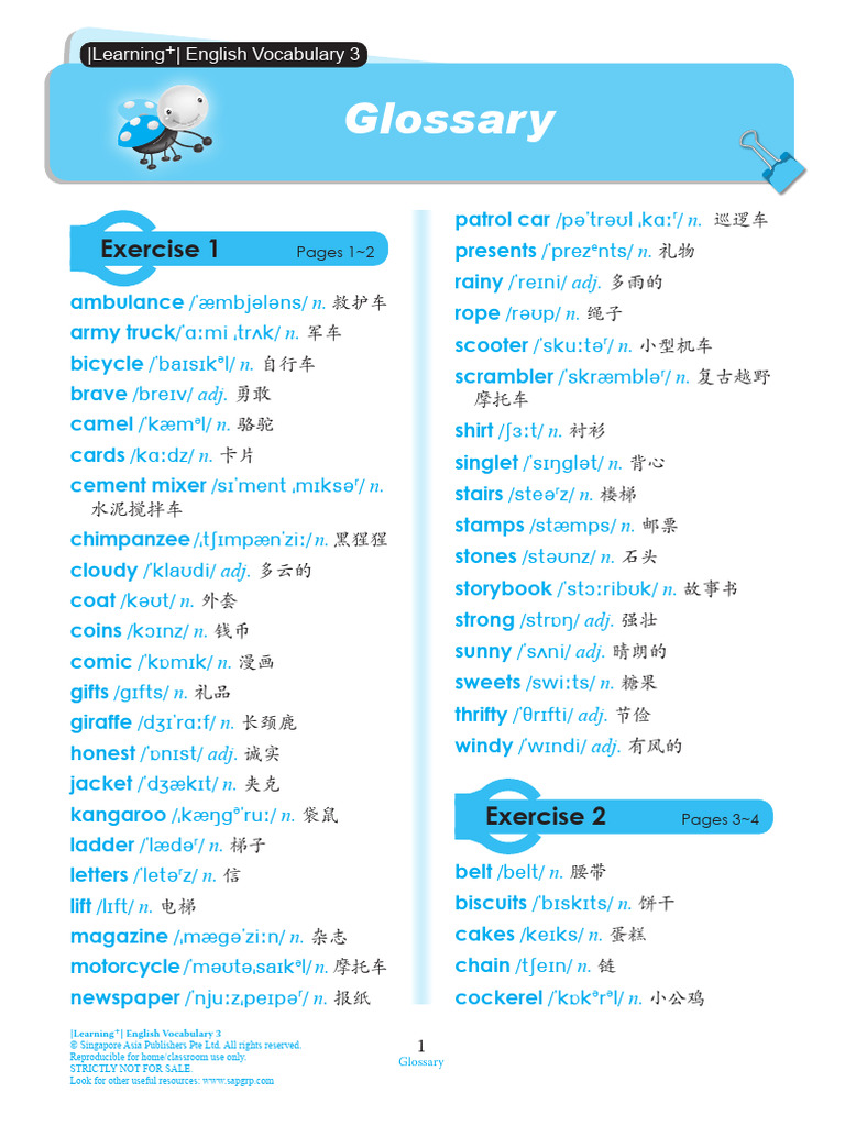 Glossary_Learning English Vocabulary 3 | PDF