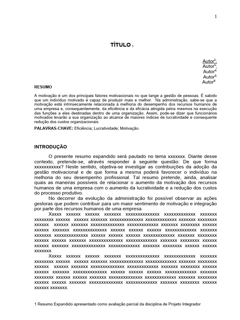 MODELO DE RESUMO EXPANDIDO - COMENTADO - Versão Final | Download grátis ...