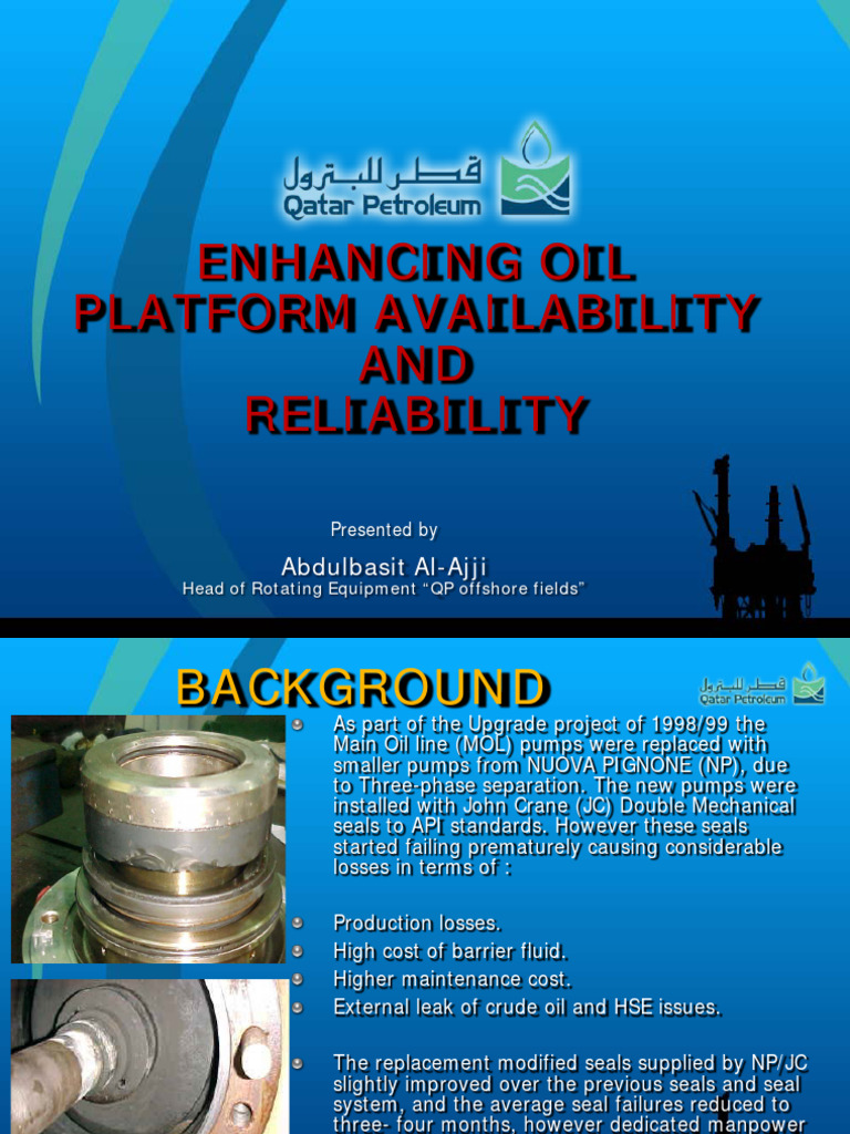 Enhancing Oil Platform Availability and Reliability | PDF | Pump | Reliability Engineering