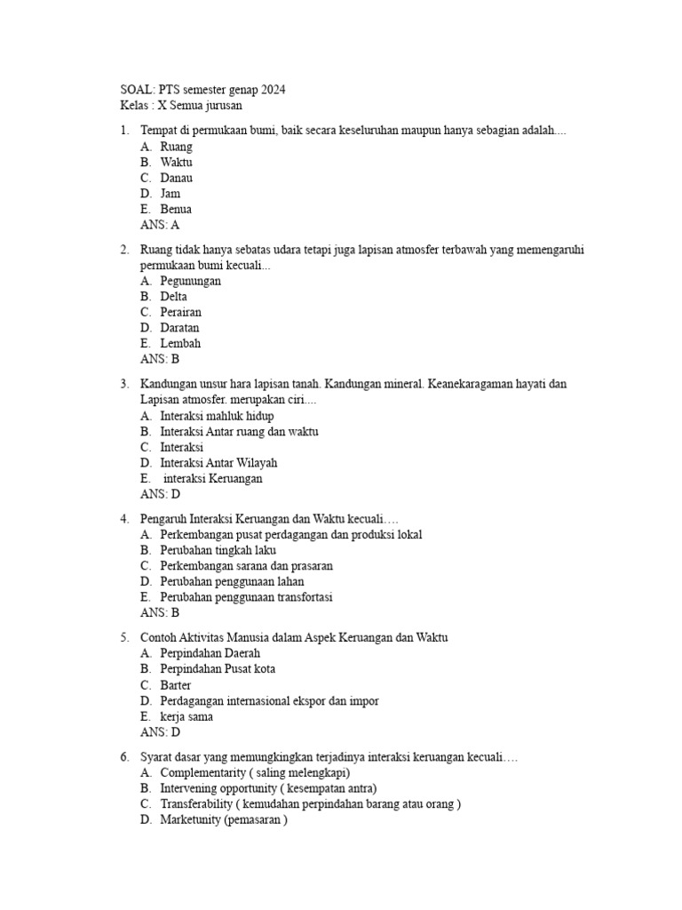 Soal PTS Smt Genap 2024_Konektivitas Ruang Dan Waktu | PDF