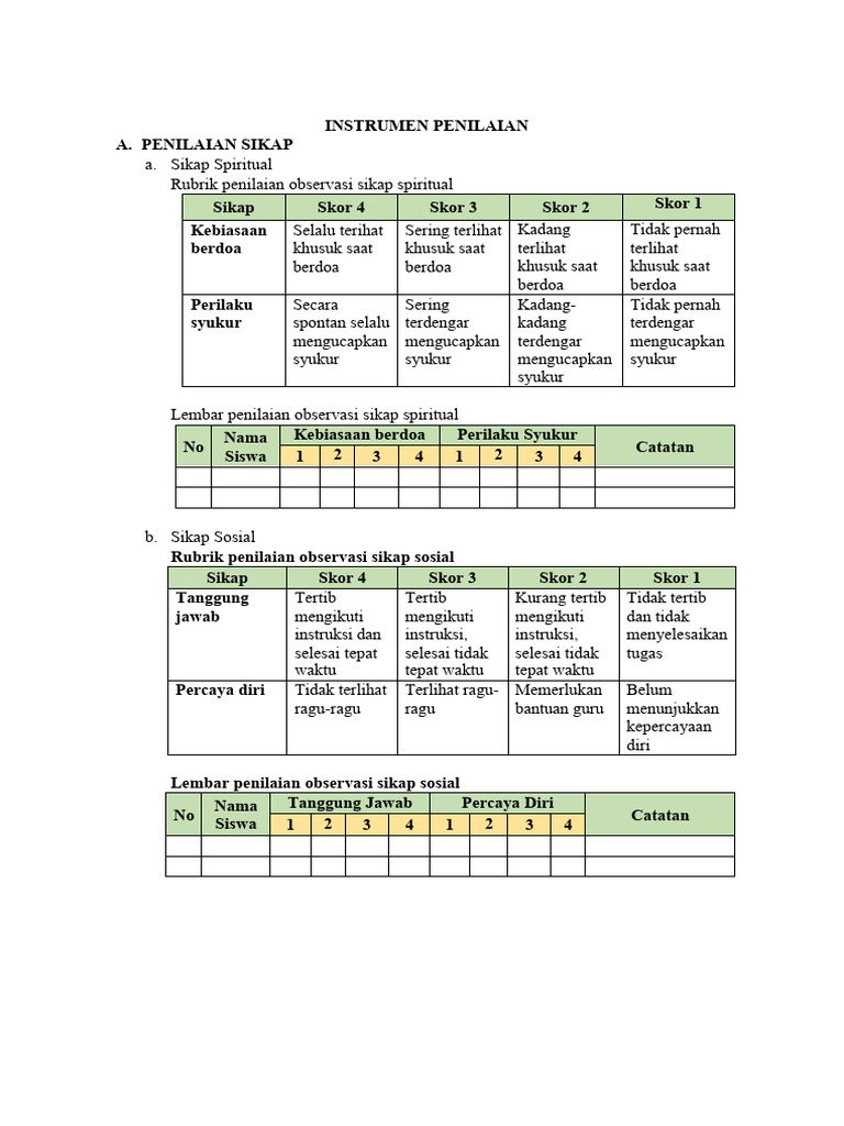 Instrumen Penilaian | PDF