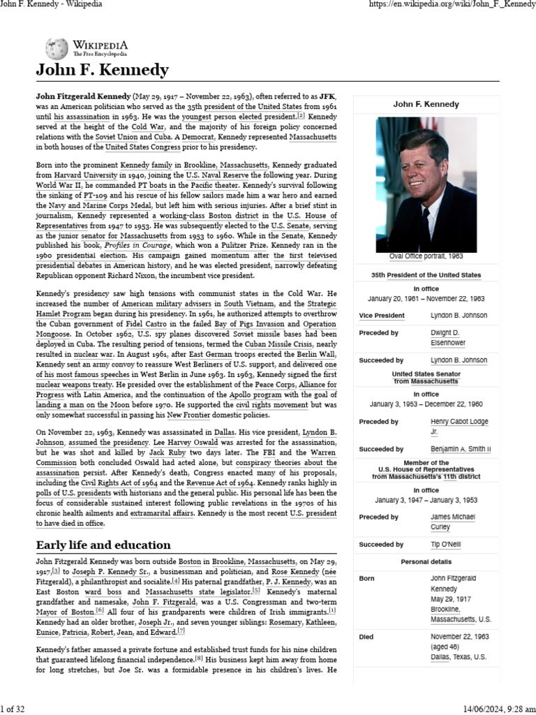 John F. Kennedy: 35th U.S. President | PDF | John F. Kennedy ...