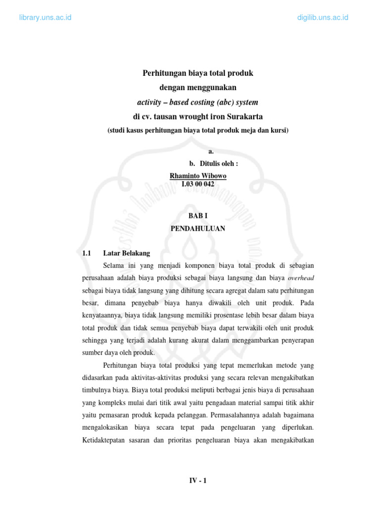 Biaya Total Produk dengan ABC di CV Tausan | PDF | Bisnis