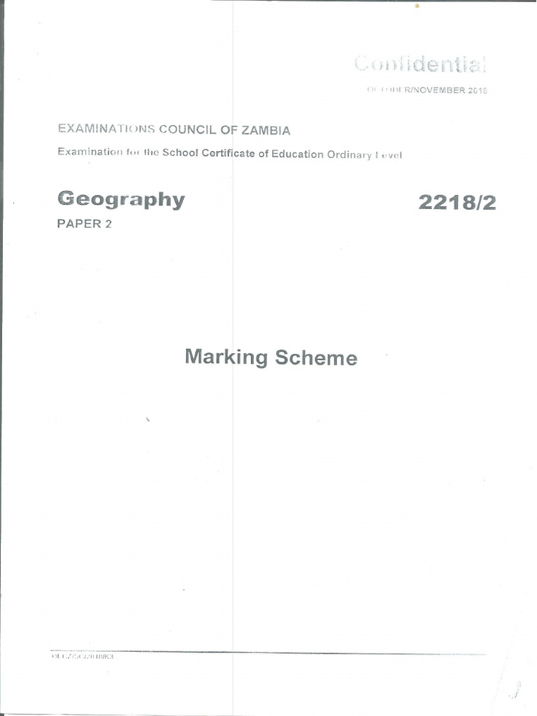 2018 Geography Paper 2 Marking Scheme | PDF