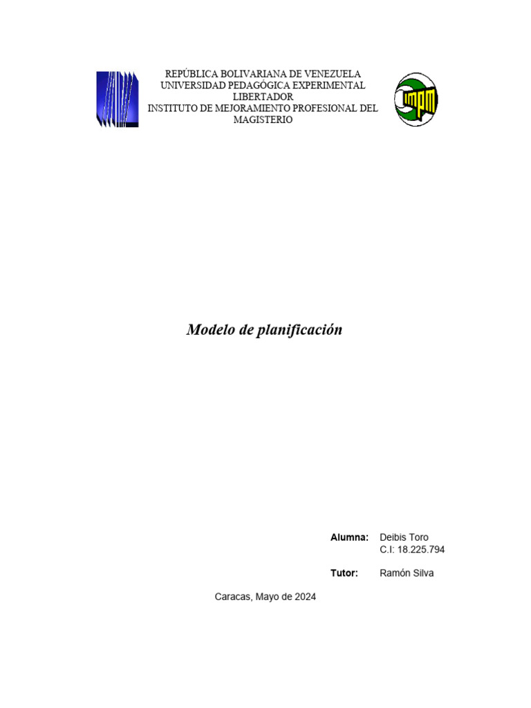 Modelos de Planificacion | PDF | Planificación | Evaluación