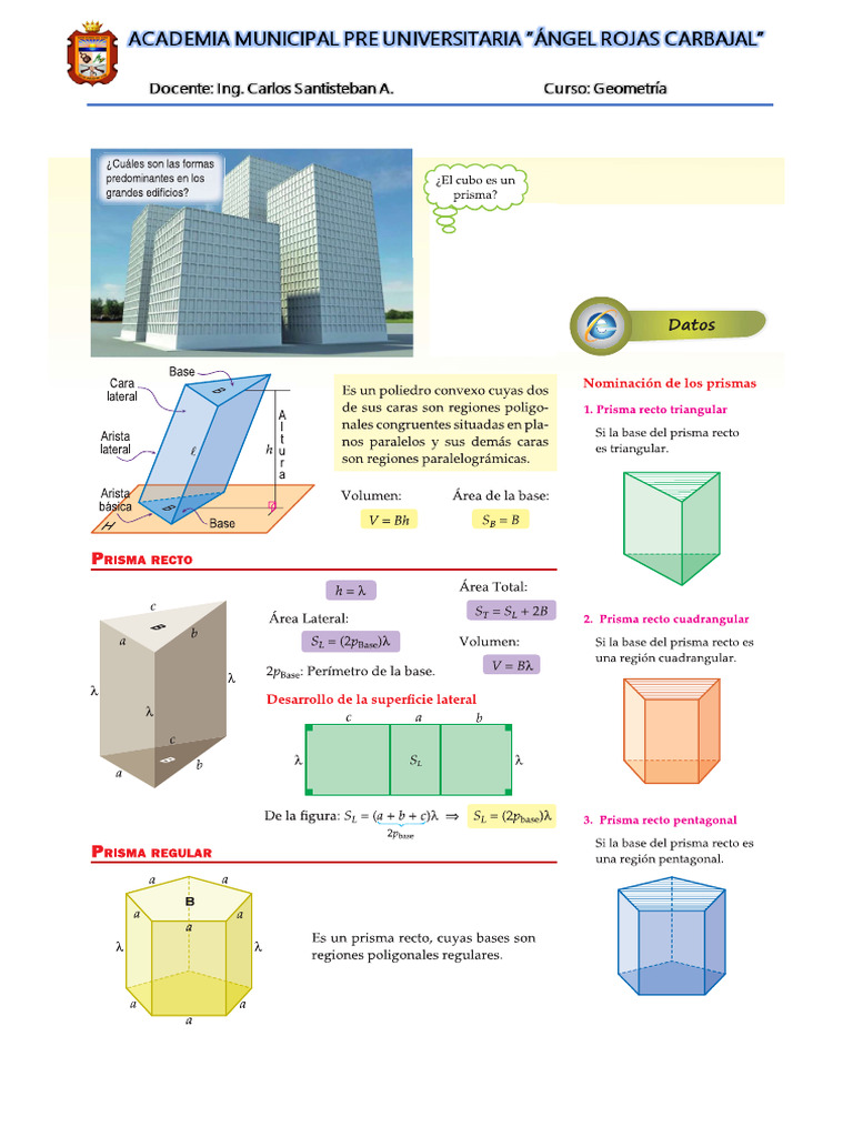 Prisma - Paralelepipedo y Cubo | PDF | Geometría euclidiana | Programación lineal