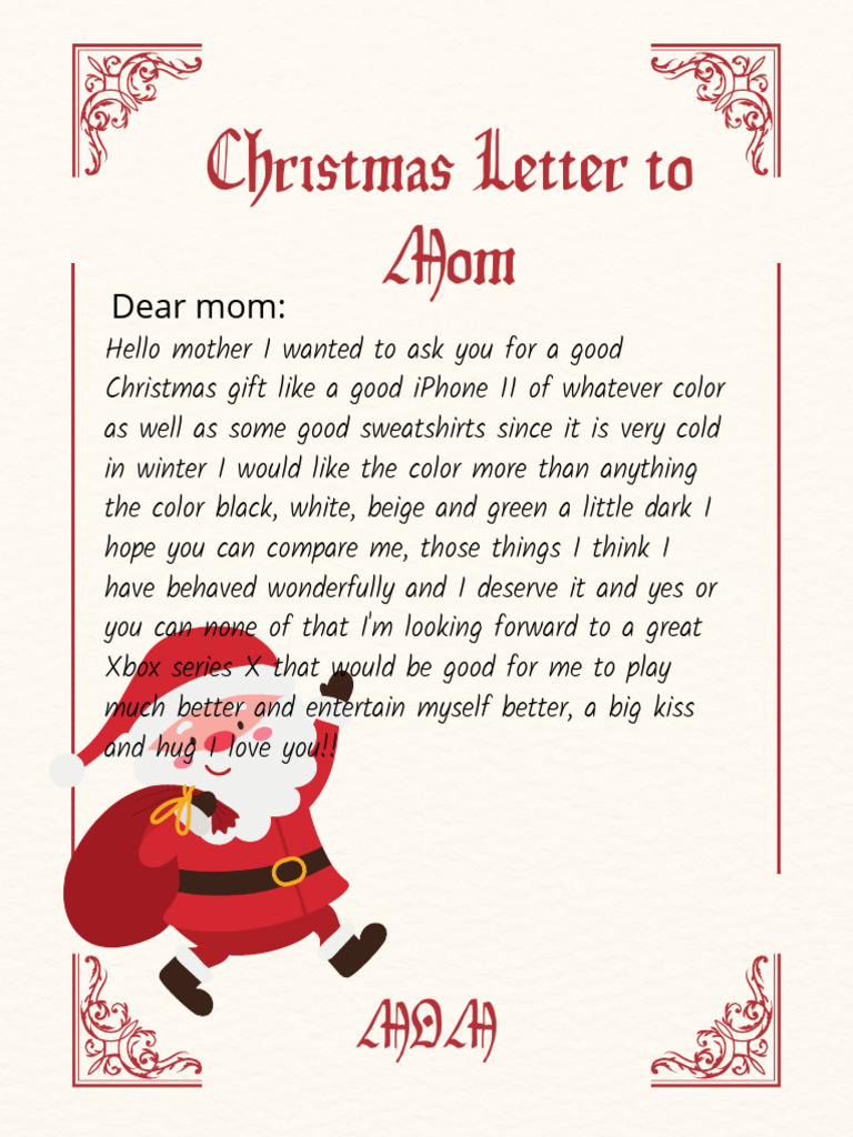 Cream & Red Traditional Old Fashioned Santa Letter | PDF | Language ...