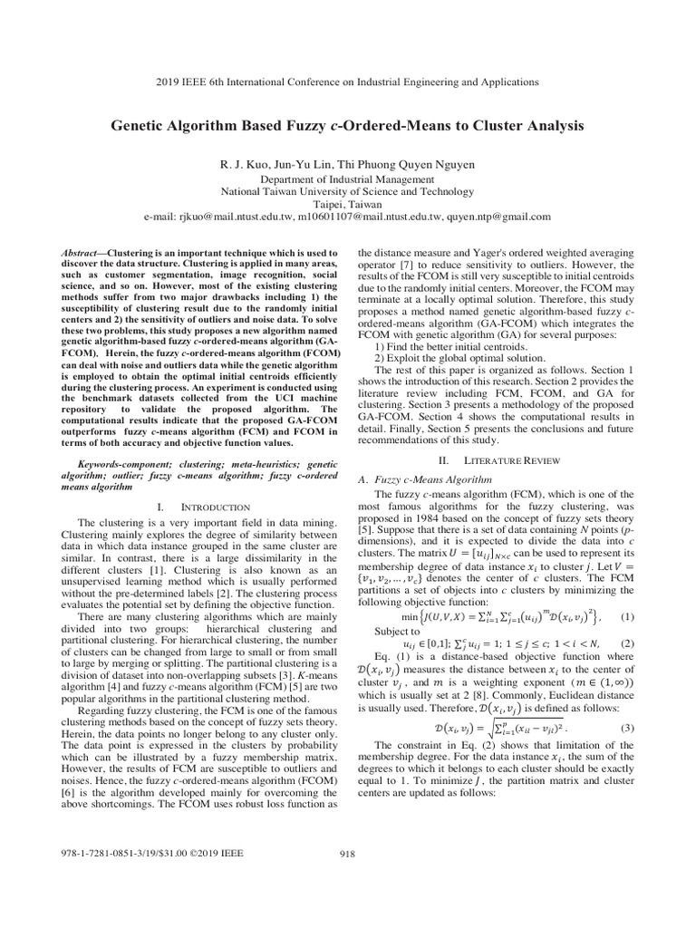 Conference paper1 | PDF | Cluster Analysis | Genetic Algorithm