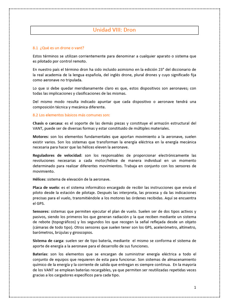 Unidad Viii. Dron | PDF | Vehículo aéreo no tripulado | Aeronave