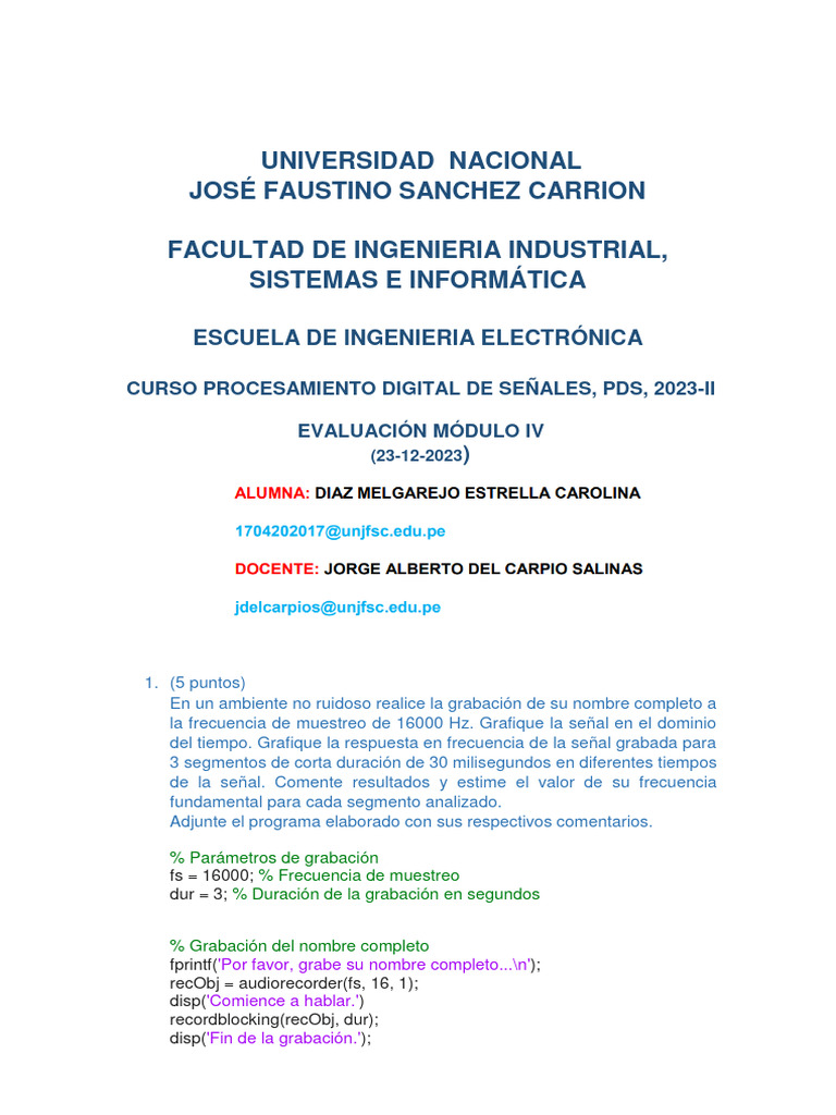 Evaluación Escrita PDS Modulo IV | PDF | Frecuencia | Píxel