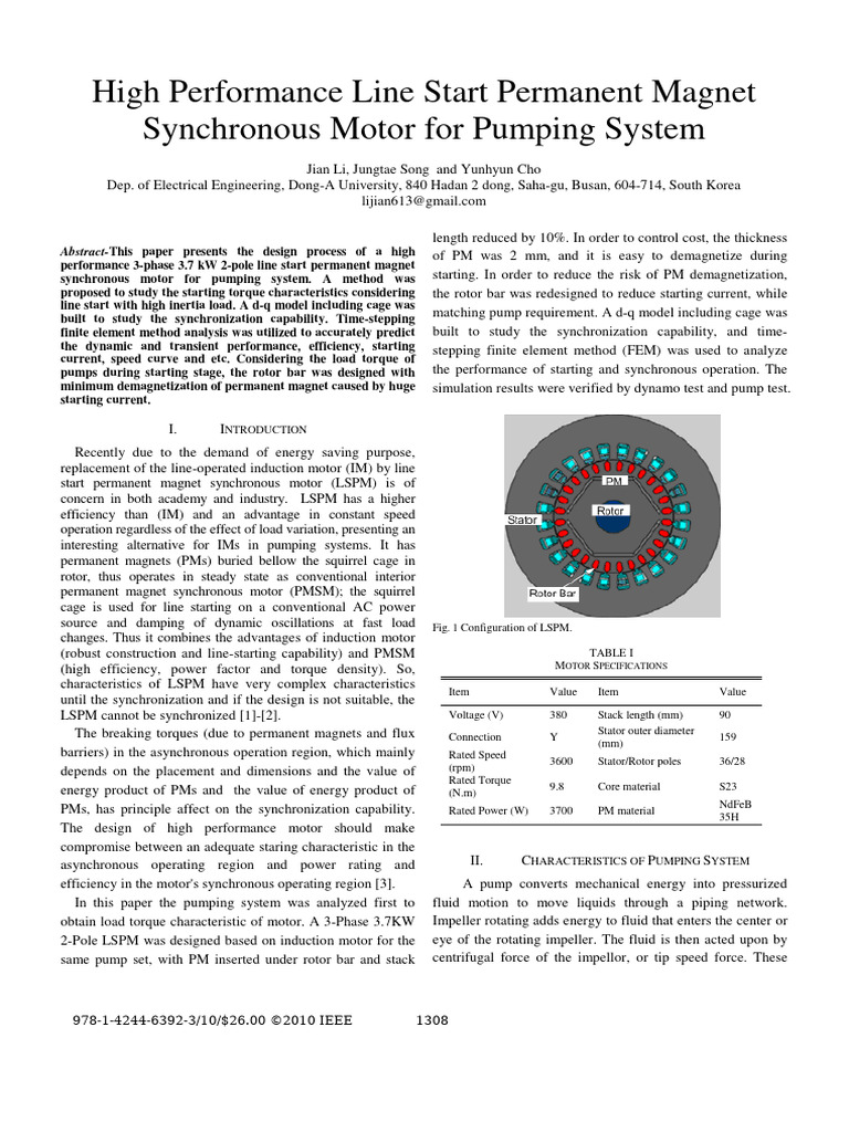 High Performance Line Start Permanent Magnet | PDF | Electric Motor ...