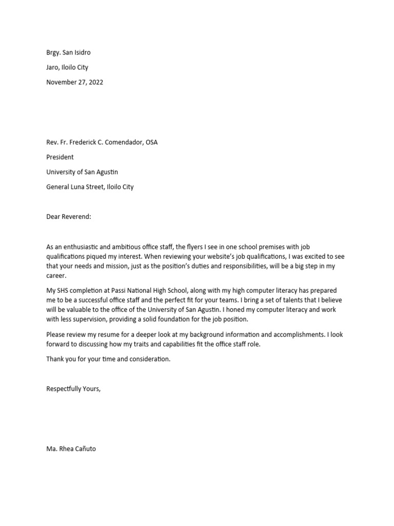 Cover Letter (PurComm) | PDF | Wellness