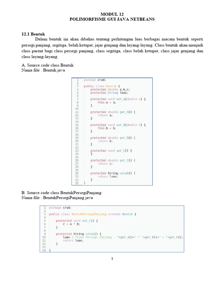 MODUL 12 Polimorfisme GUI Java | PDF