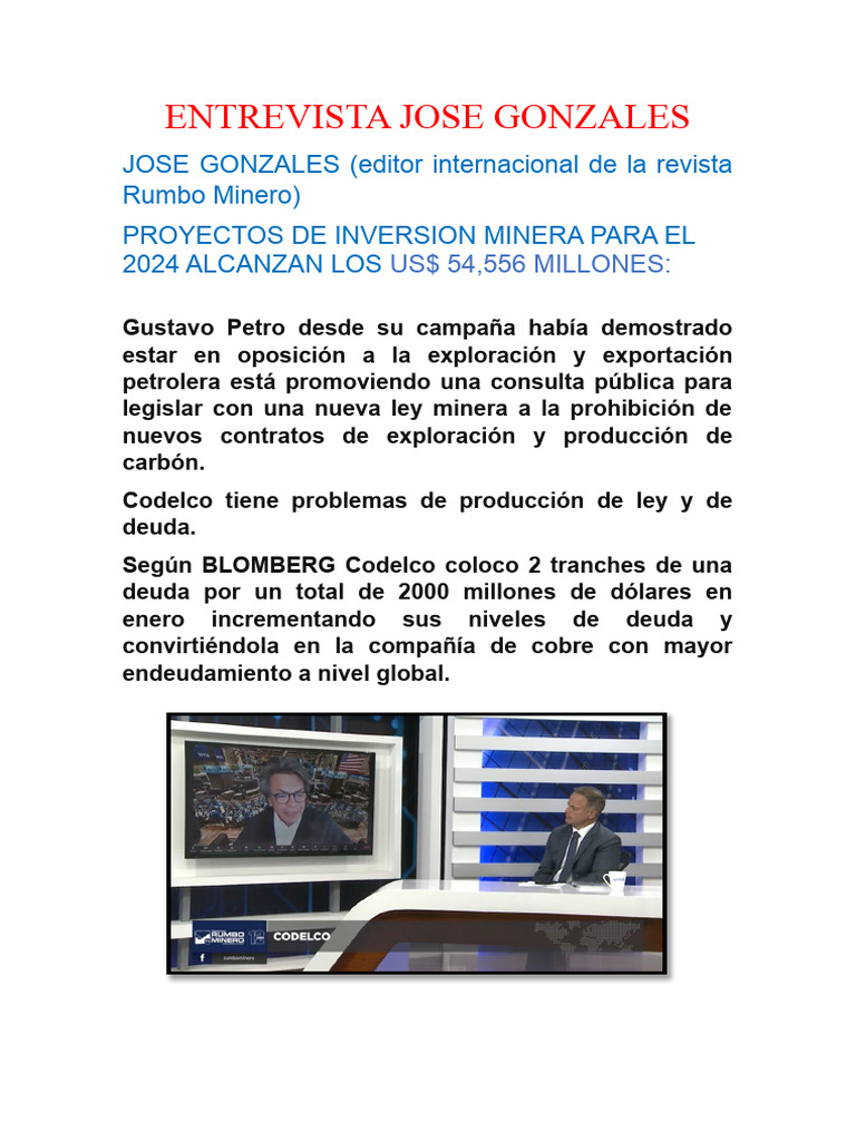 ENTREVISTA JOSE GONZALES 3er video | PDF