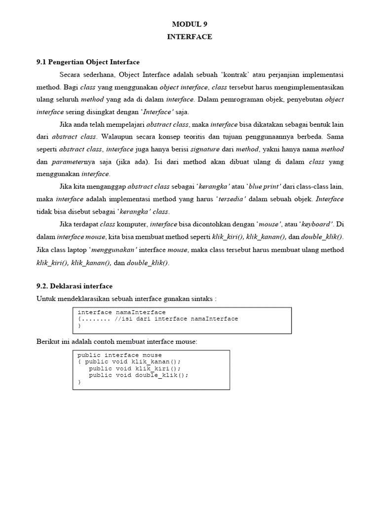 MODUL 9 Interface | PDF