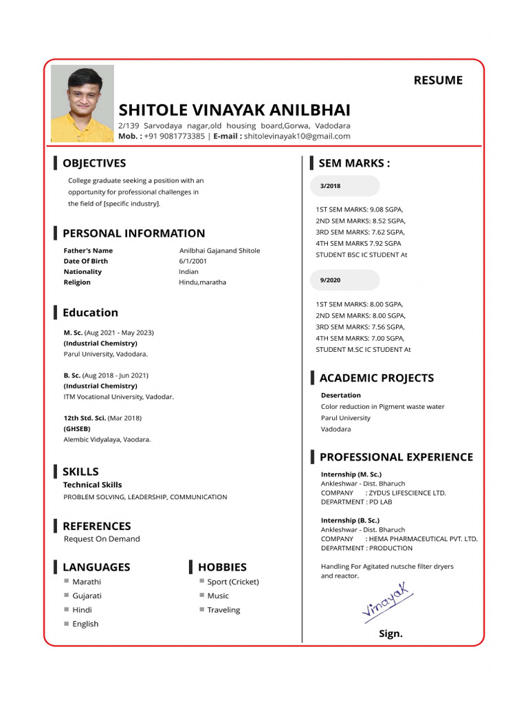 Vinayak Resume | PDF