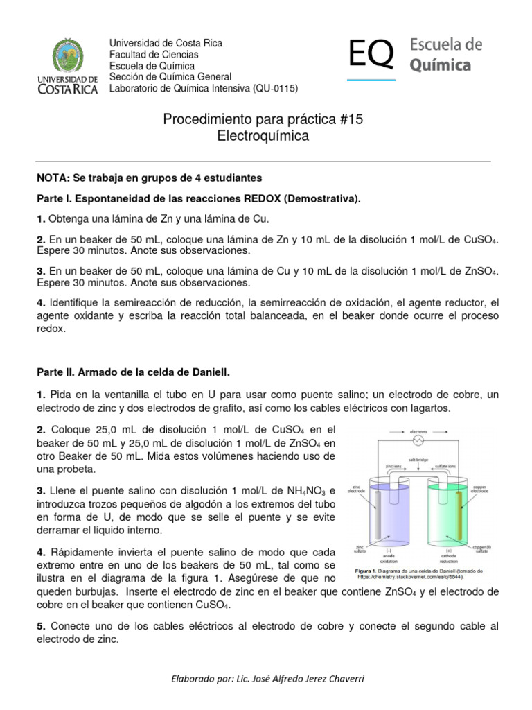 Procedimiento Electroquímica | PDF | Redox | Cobre