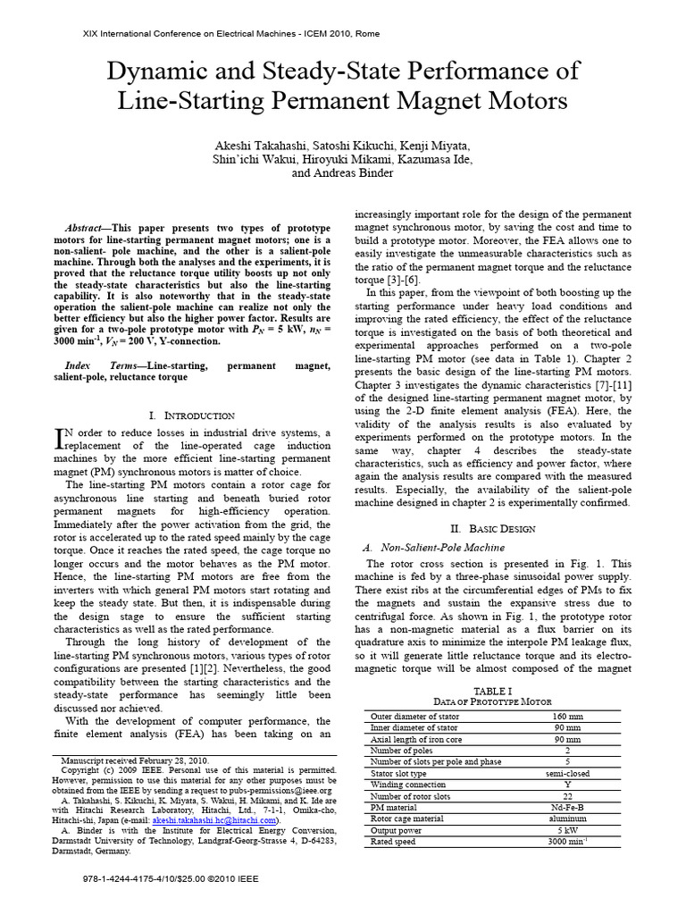 Dynamic and Steady-State Performance of | PDF | Electric Motor | Physical Quantities