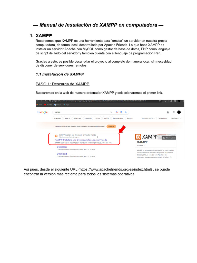 Instalación de Xampp | PDF | Mi sql | Bases de datos