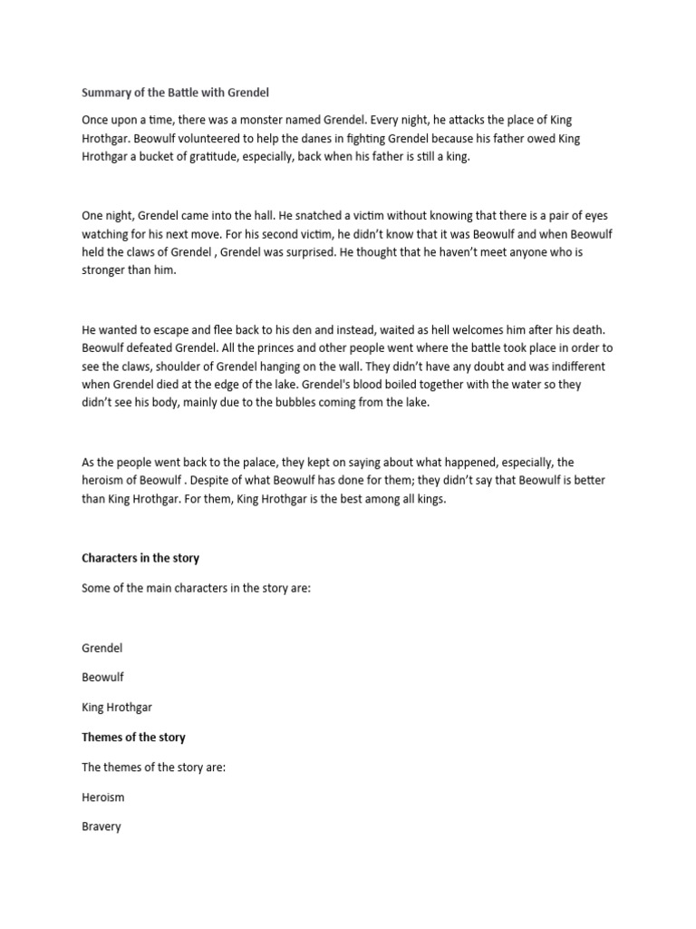 Summary of the-WPS Office | PDF | Beowulf | English Heroic Legends