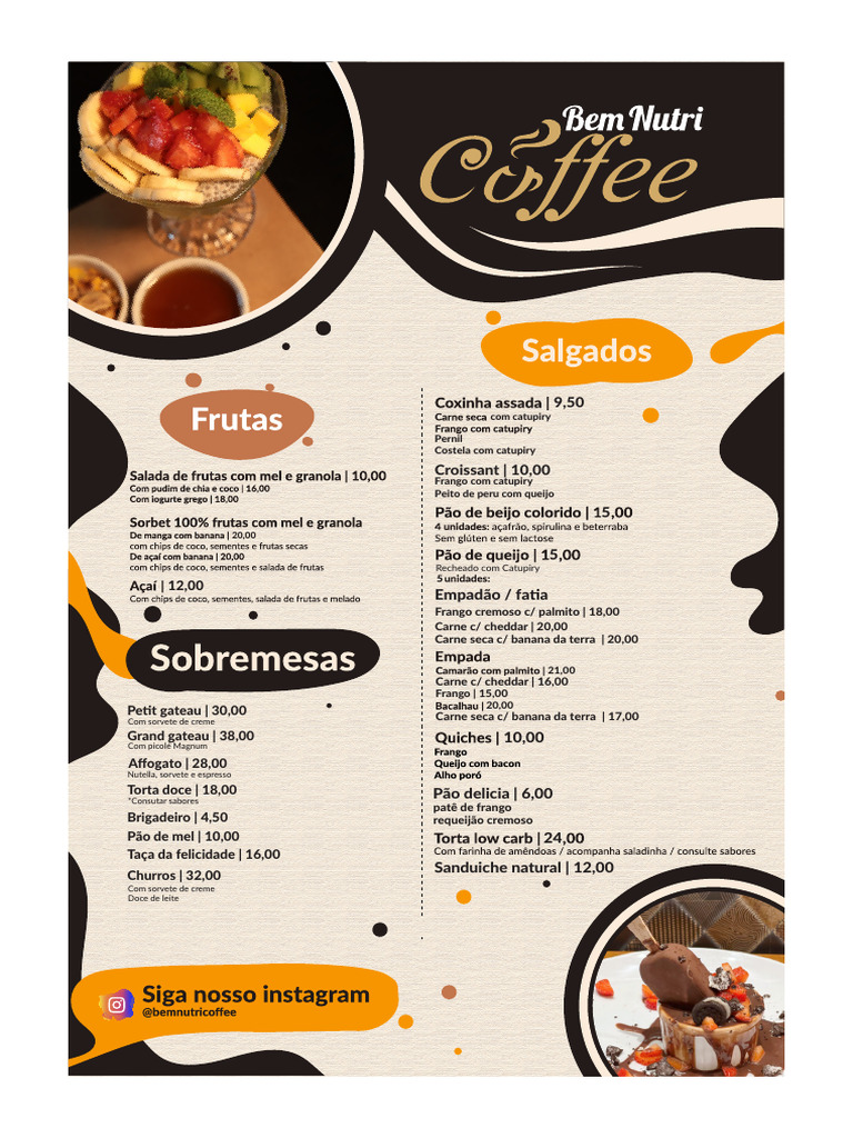 Cardapio Bem Nutri Coffee | PDF | Alimentos | Bebida