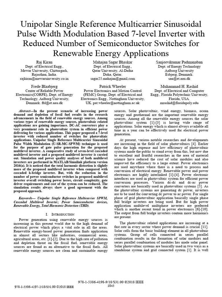 7-Level Inverter for Solar Systems | PDF | Power Inverter | Power ...