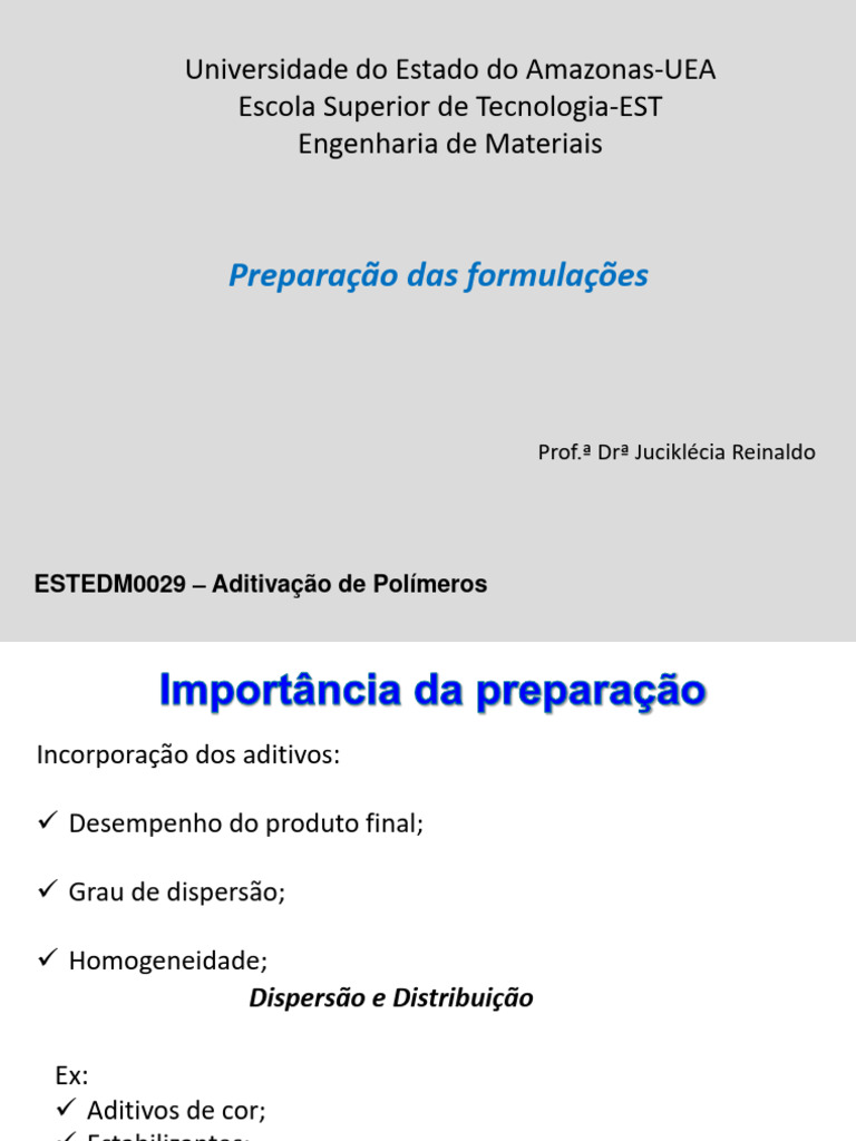 Aula4 Aditivação De Polímeros Pdf Polímeros Mistura