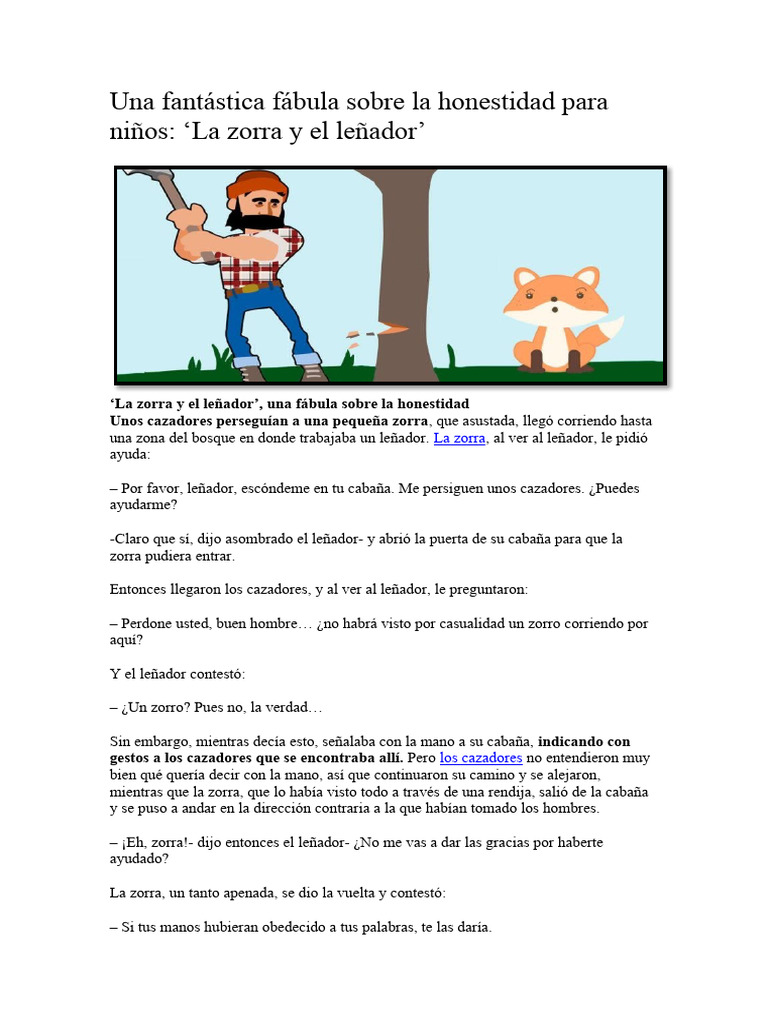Una Fantástica Fábula Sobre La Honestidad para Niños | PDF | Ficciones de misterio, "thriller" y ...