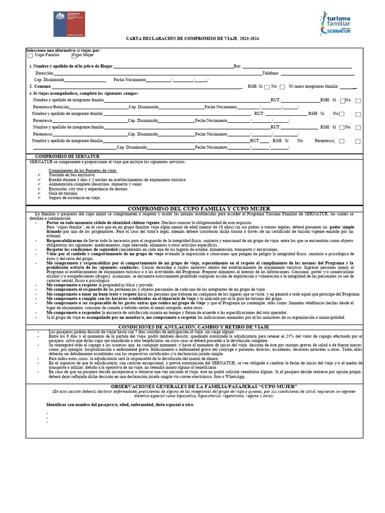 Carta de Compromiso | PDF | Turismo
