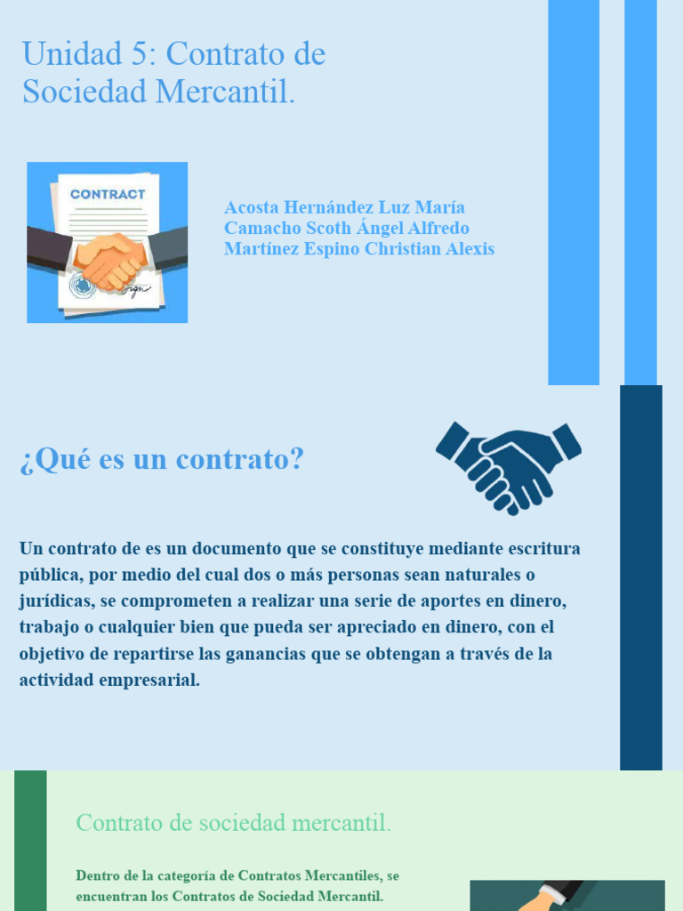 Unidad 5 - Contrato de Sociedad Mercantil. | PDF | Sociedad de responsabilidad limitada | Business