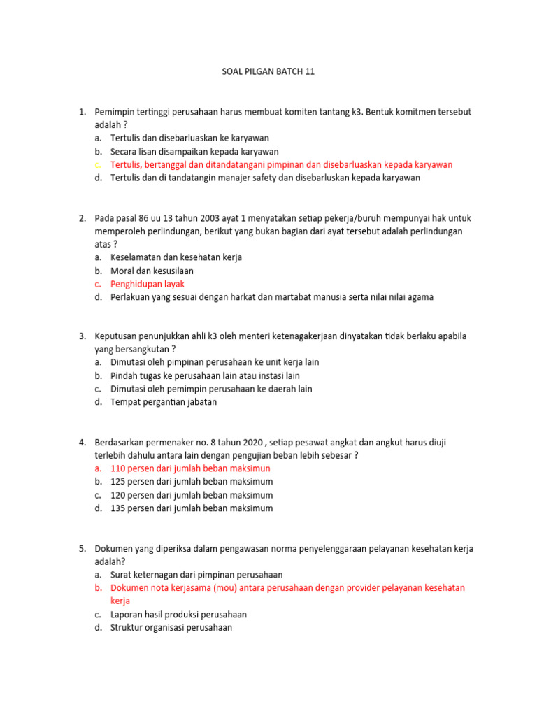 Soal Pilgan Batch 11 | PDF