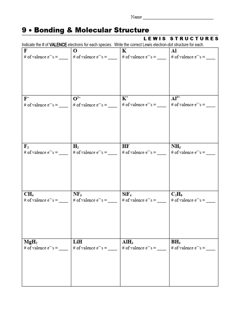 lewis structures worksheet | Download Free PDF | Valence (Chemistry ...