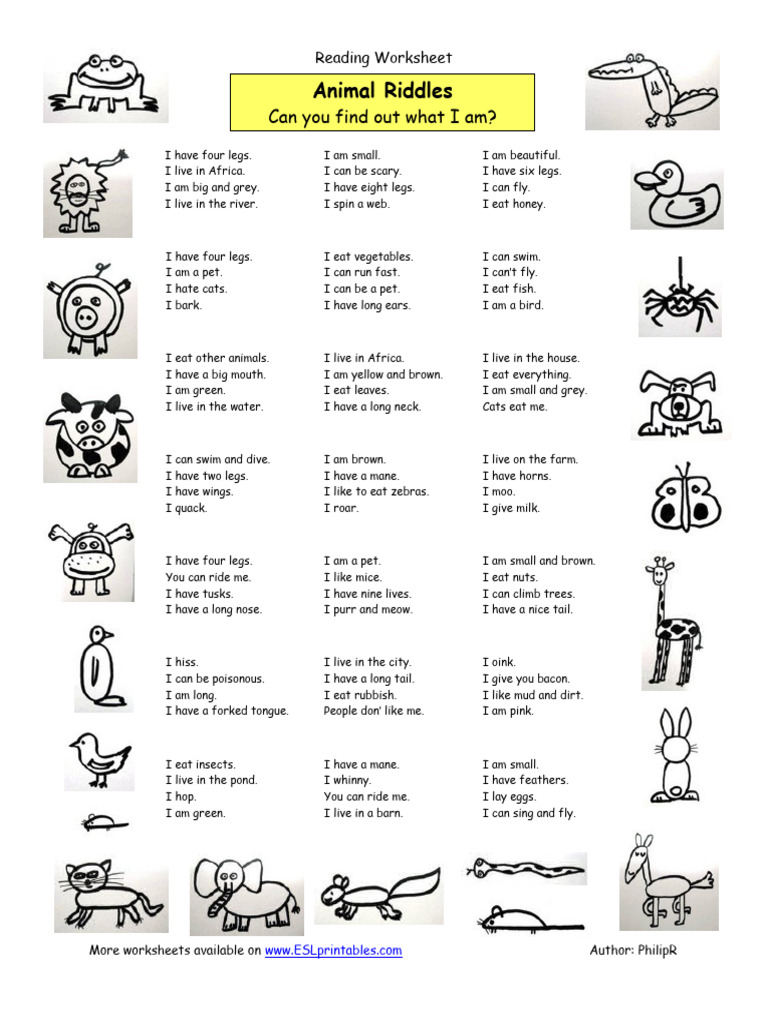 Animal Riddles 1 Easy | PDF | Lion | Zoology