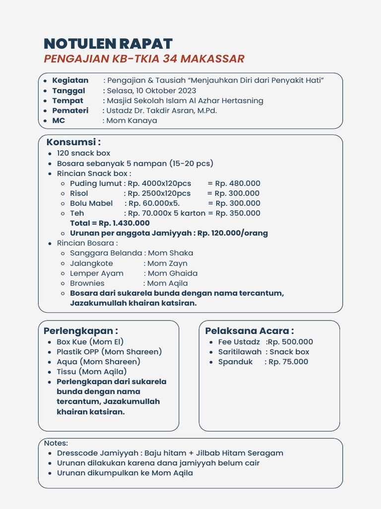 Notulen Rapat Pengajian | PDF