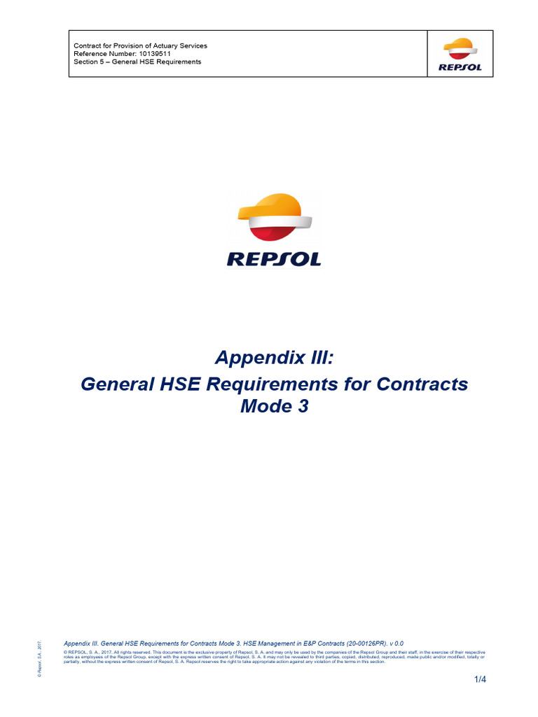 Section 5 - Appendix III - General HSE Requirements For Contracts Mode ...