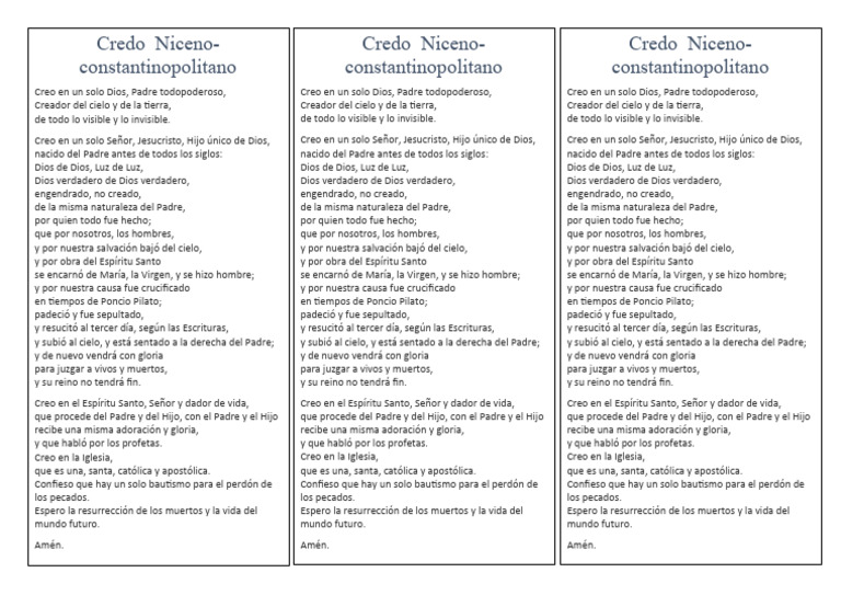 Credo Niceno Constantinopolitano Grande | PDF | espíritu Santo | Deidad ...