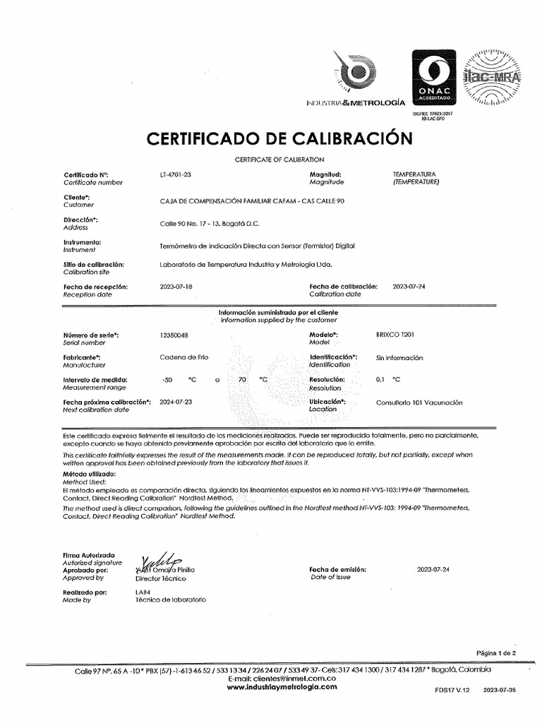 Calibracion 24072023 | PDF