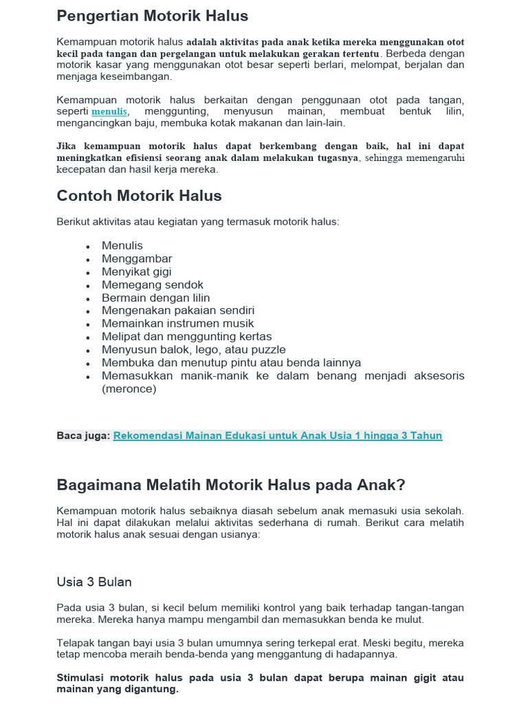 Pengertian dan Latihan Motorik Halus | PDF | Kesehatan Holistik | Gaya ...