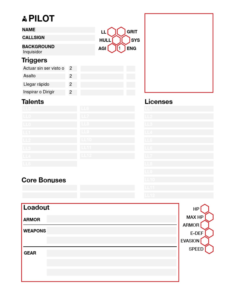 Lancer - Character Sheets - Form Fillable | PDF